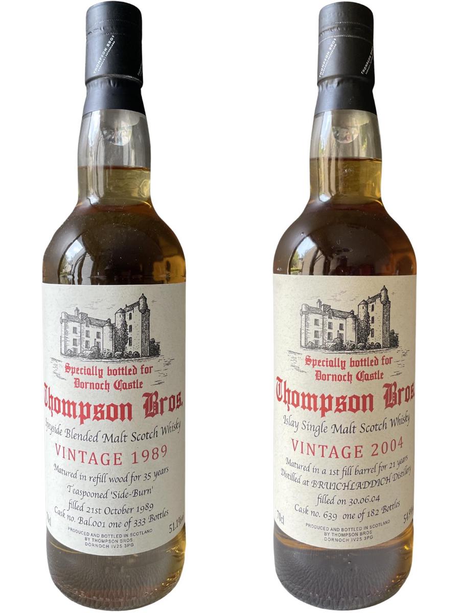 Thompson Bros Sideburn 1989 35yo Cask #Bal.001 & Thompson Bros Bruichl ...